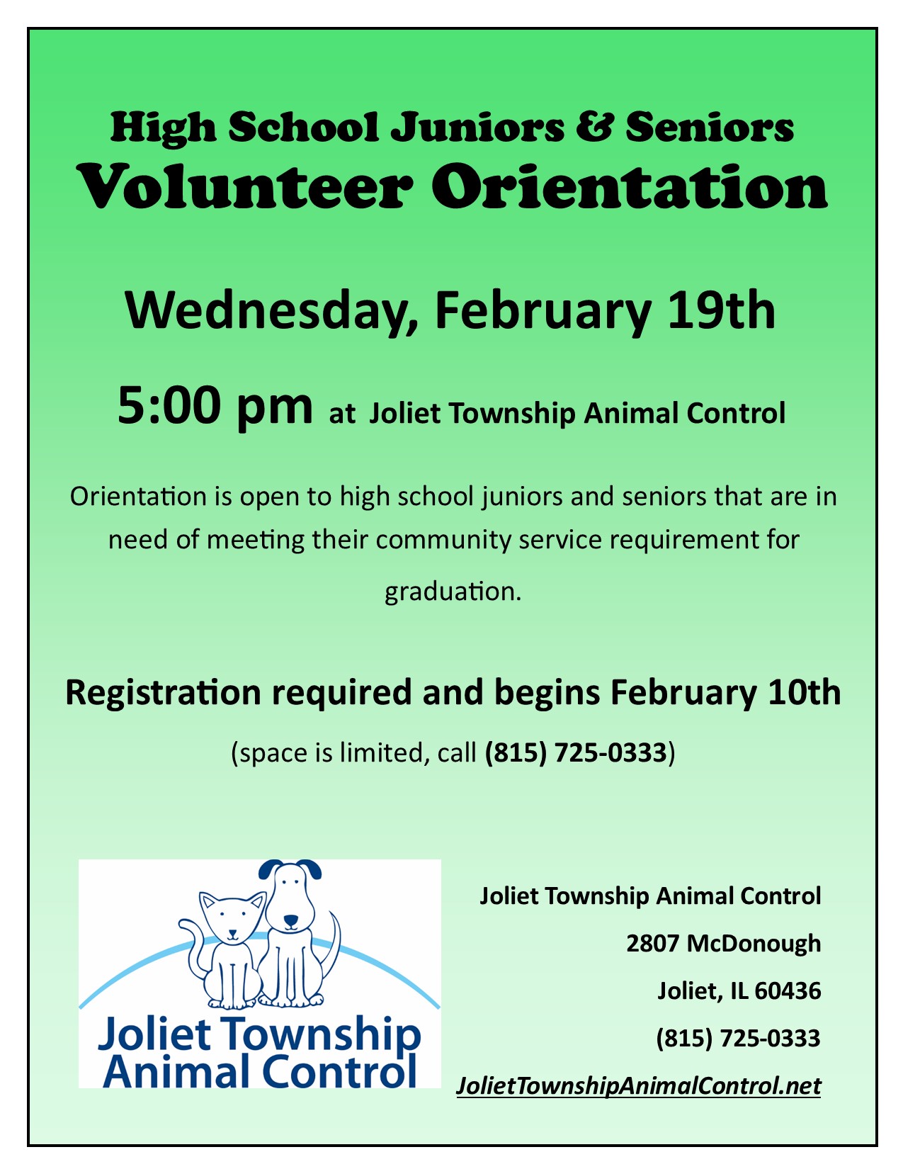 Volunteer – Joliet Township Animal Control